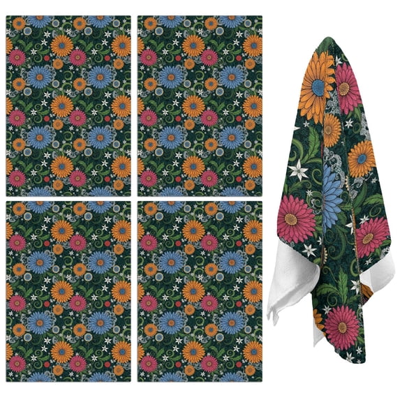 2 Pcs Pioneer Flower Floral Print Pattern Kitchen Towels, Funny ...