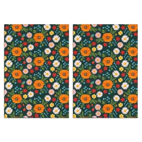2 Pcs Pioneer Flower Floral Print Pattern Kitchen Towels, Funny ...
