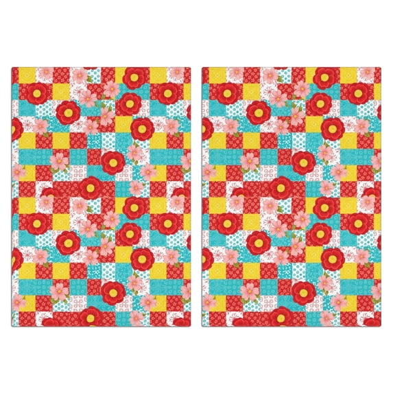 2 Pcs Pioneer Flower Floral Print Pattern Kitchen Towels, Funny ...