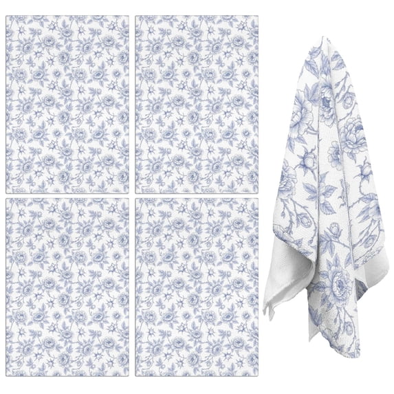 2 Pcs Pioneer Flower Floral Print Pattern Kitchen Towels, Funny ...