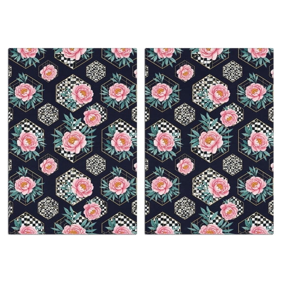 2 Pcs Pioneer Flower Floral Print Pattern Kitchen Towels, Funny ...