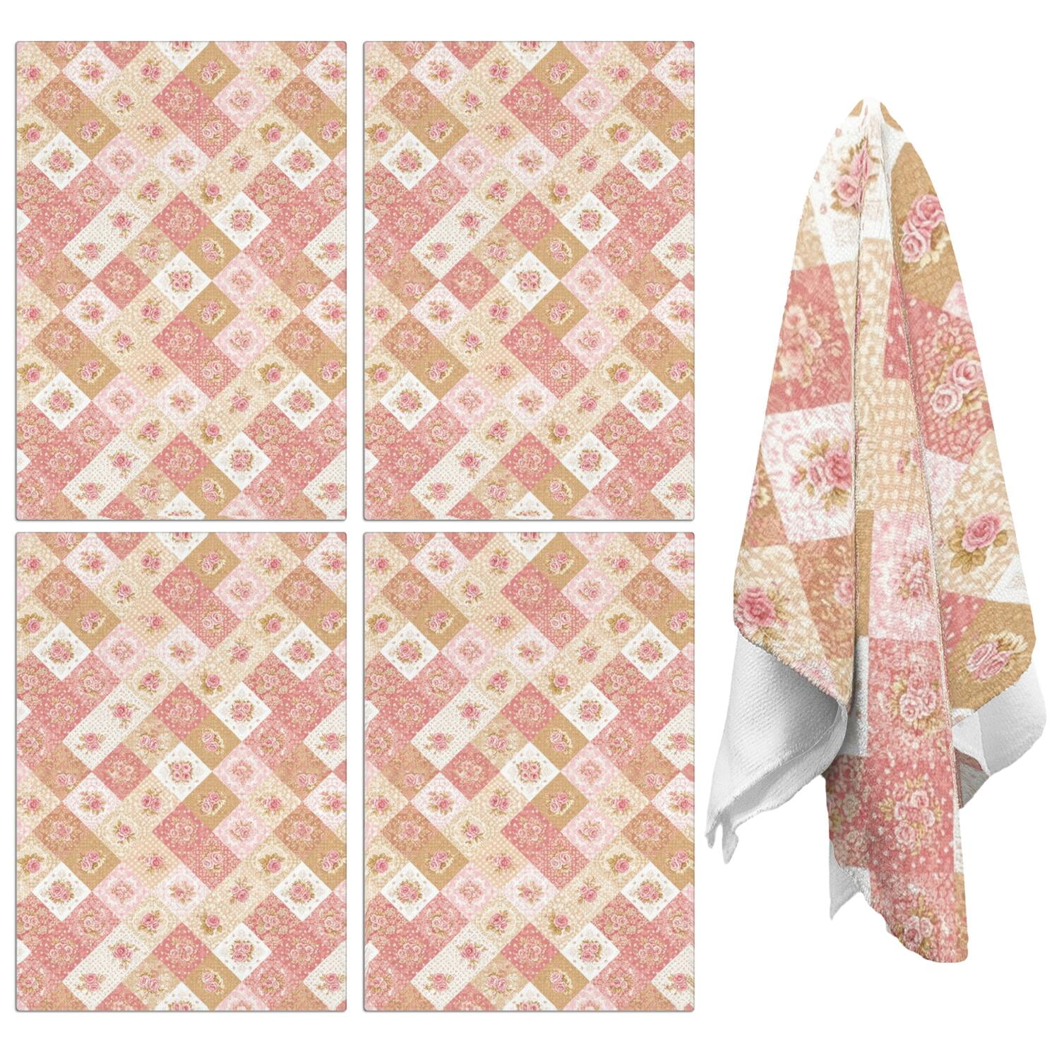 2 Pcs Pioneer Flower Floral Print Pattern Kitchen Towels, Funny ...