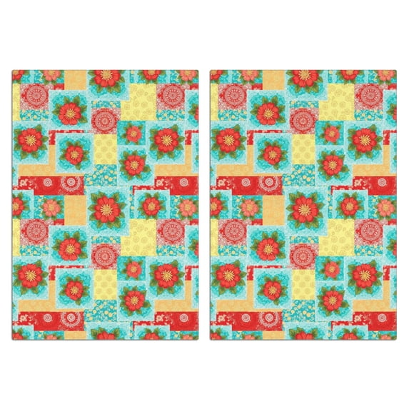 2 Pcs Pioneer Flower Floral Print Pattern Kitchen Towels, Funny ...