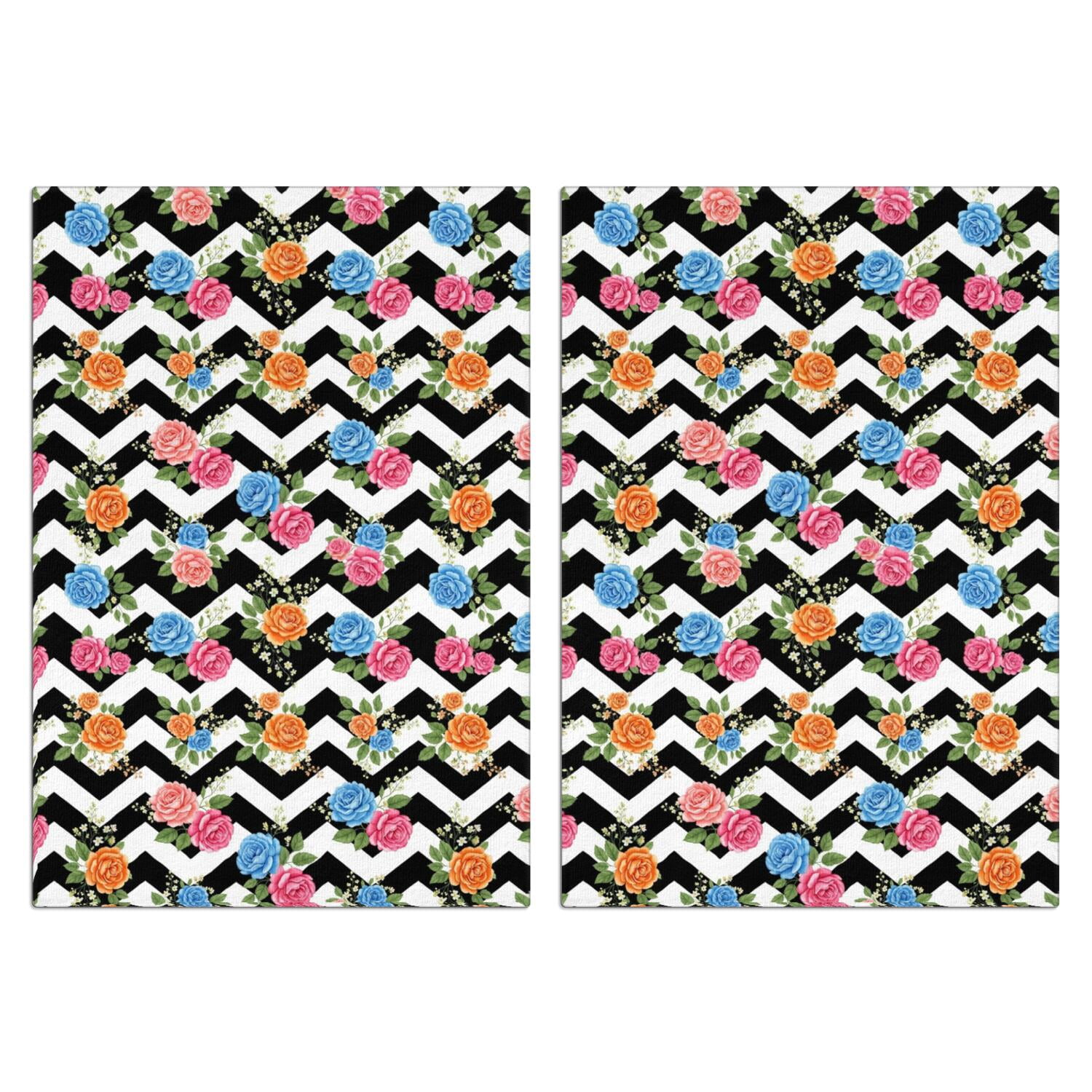 2 Pcs Pioneer Flower Floral Print Pattern Kitchen Towels, Funny ...