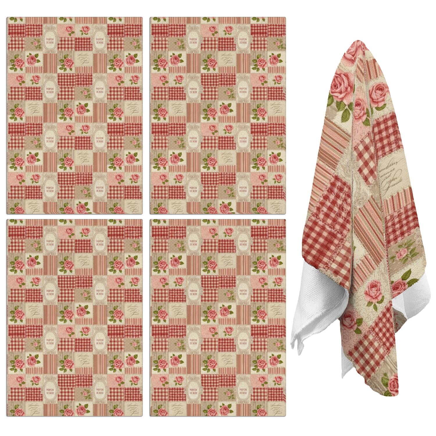 2 Pcs Pioneer Flower Floral Print Pattern Kitchen Towels, Funny ...