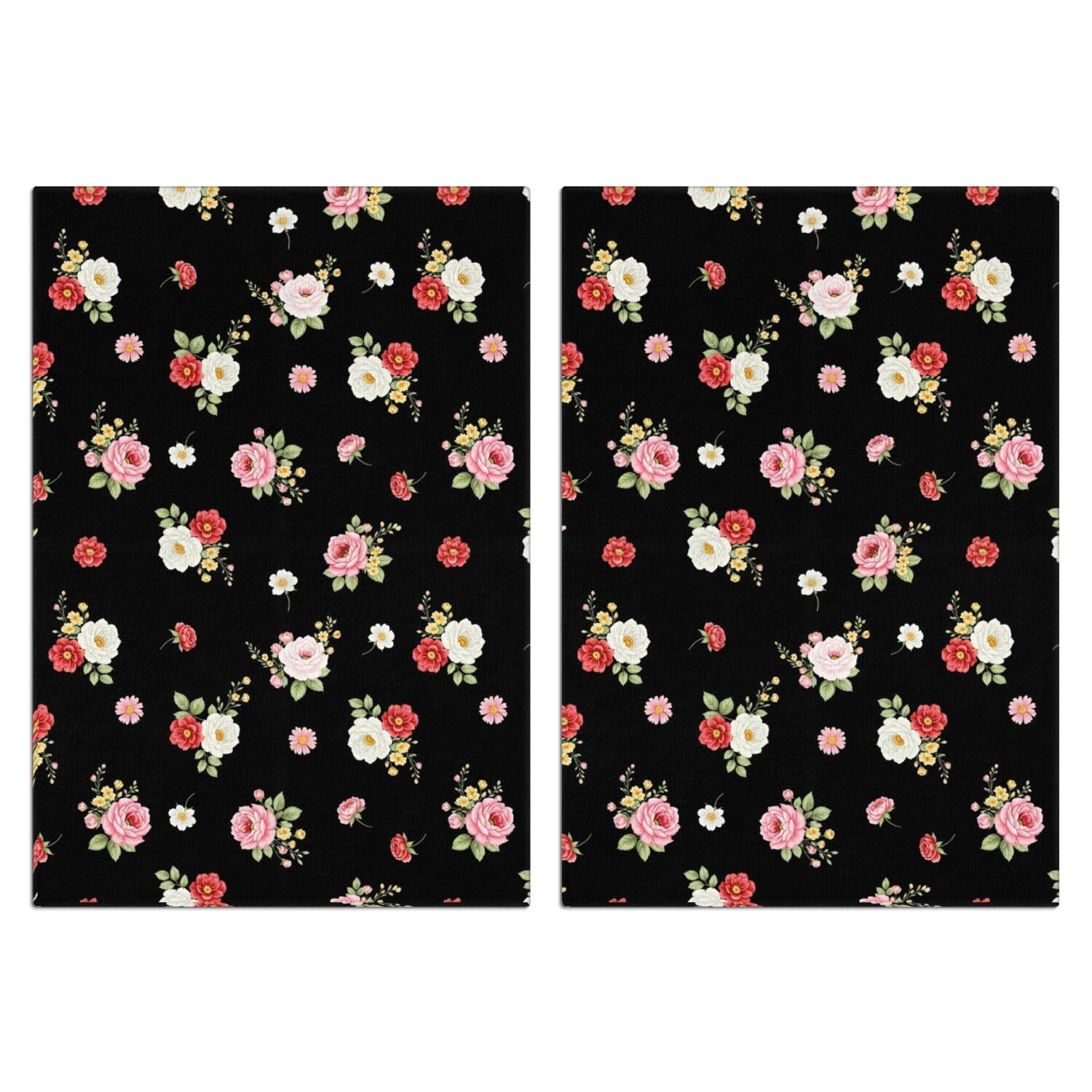 2 Pcs Pioneer Flower Floral Print Pattern Kitchen Towels, Funny ...
