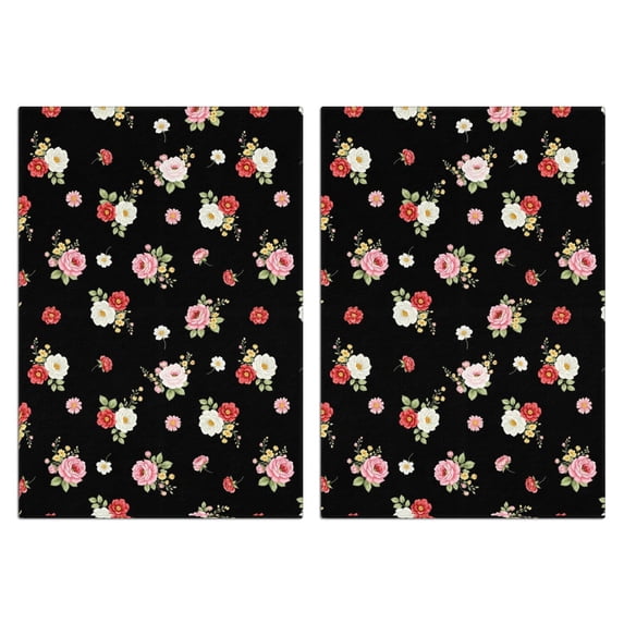 2 Pcs Pioneer Flower Floral Print Pattern Kitchen Towels, Funny ...