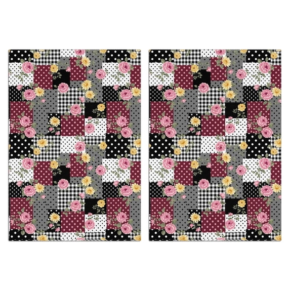 2 Pcs Pioneer Flower Floral Print Pattern Kitchen Towels, Funny ...