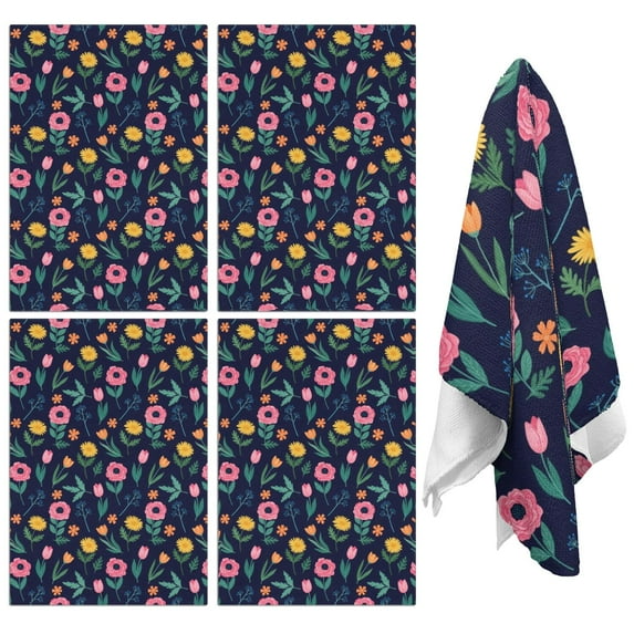 2 Pcs Pioneer Flower Floral Print Pattern Kitchen Towels, Funny ...