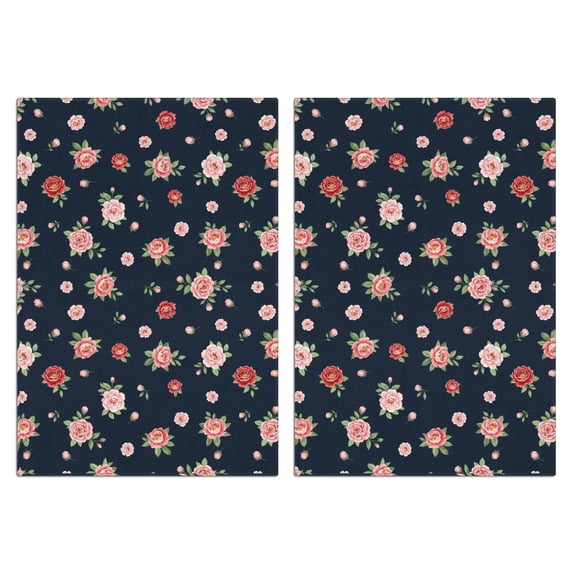 2 Pcs Pioneer Flower Floral Print Pattern Kitchen Towels, Funny ...