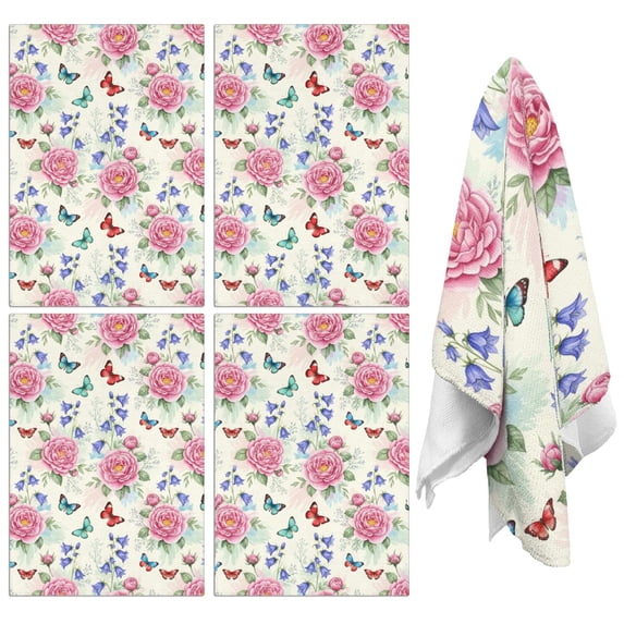 2 Pcs Pioneer Flower Floral Print Pattern Kitchen Towels, Funny ...