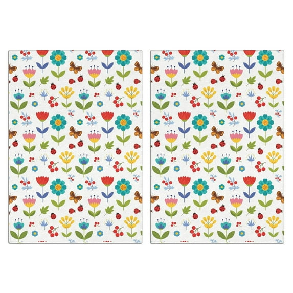 2 Pcs Pioneer Flower Floral Print Pattern Kitchen Towels, Funny ...
