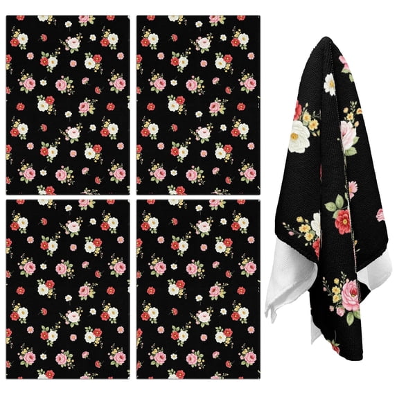 2 Pcs Pioneer Flower Floral Print Pattern Kitchen Towels, Funny ...