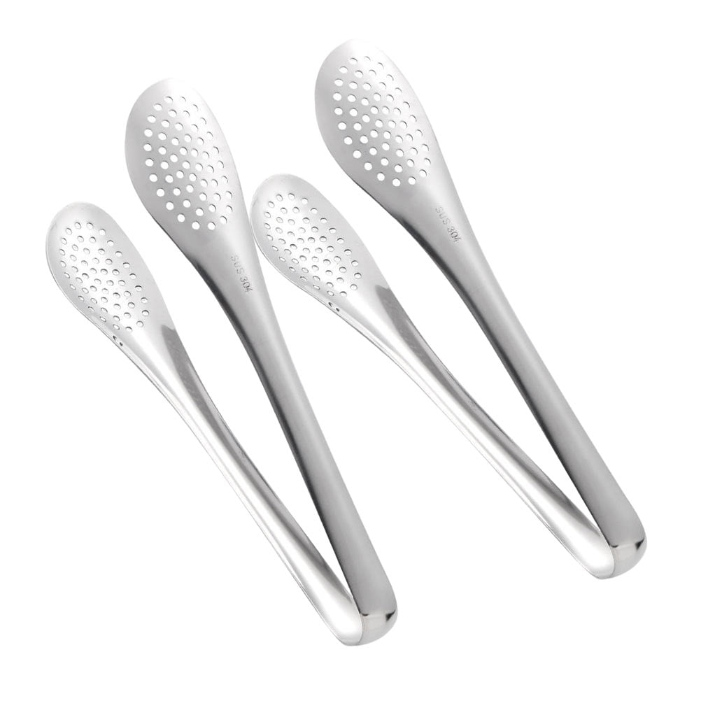 2 Pcs Pizza Tools Pinch Clamp Stainless Steel Grill Tongs Salad Metal ...