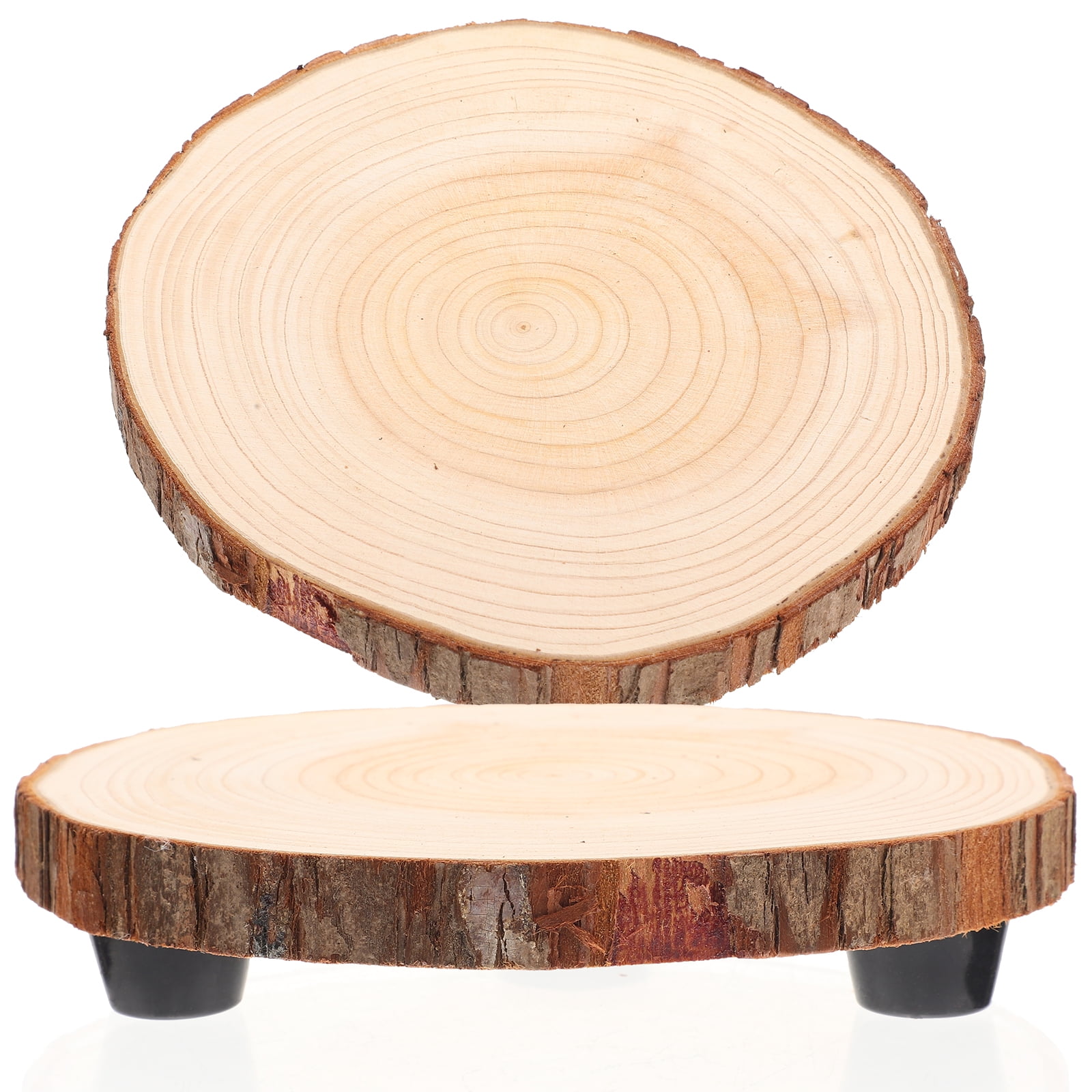 2 Pcs Plant Pot Base Wood Slice with Legs Stand Indoor Cake Planter ...
