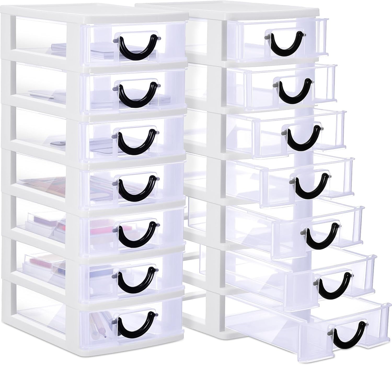 2 Pcs Plastic Drawers Organizer Mini Organizer Box Stackable Plastic ...