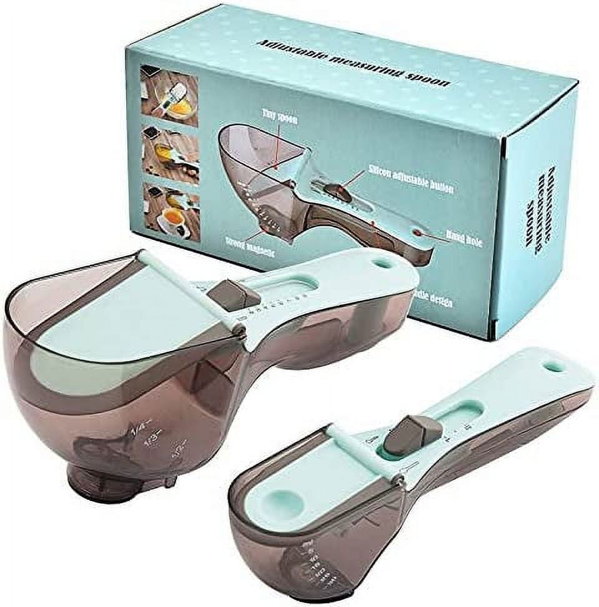 KJRIVER 2-Piece Measuring Spoon Set, Plastic Adjustable Spoons ...