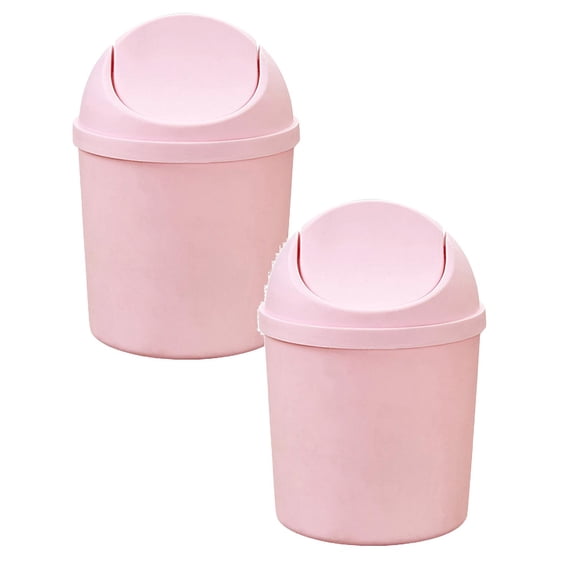 2 Pcs Plastic Mini Wastebasket Trash Can with Swing Lid, Tiny Desktop ...