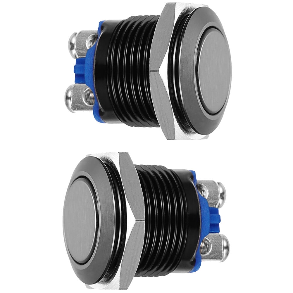 2 Pcs Plastic Momentary Push Button Metal Reset Switch Doorbell One ...