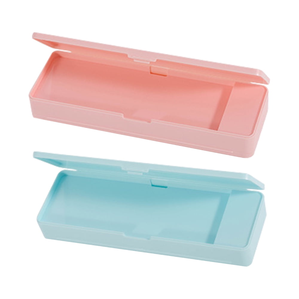 2 Pcs Plastic double-deck Pencil Case Stationery Case for Pencils, Pens ...
