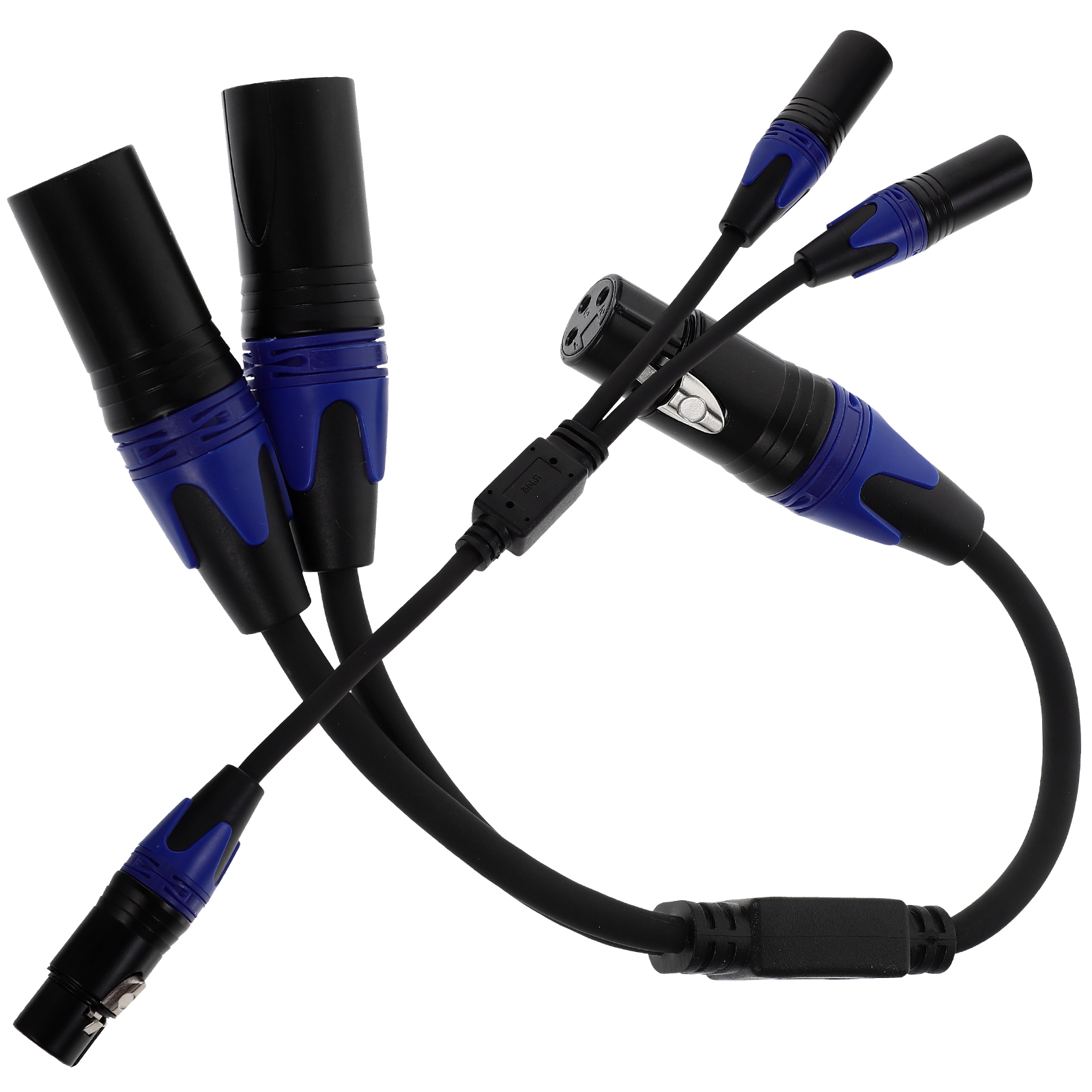 2 Pcs Plugs Power Cord XLR One to Two Female Double Audio Cable Blue ...