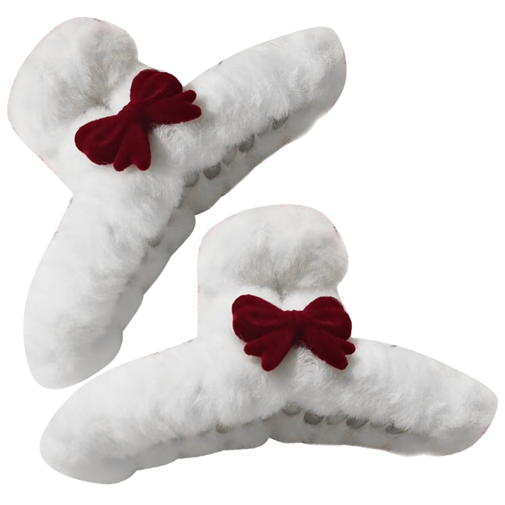 2 Pcs Plush Gripper Claw Clips for Hair Accessories Women Pins Fuzzy ...