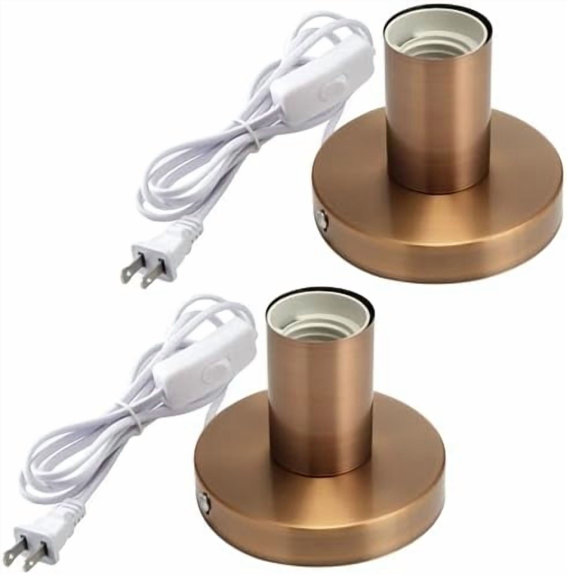 2 Pcs Polished Metal Desktop Lamp Base E26 E27 Screw Light Bulb Holder ...