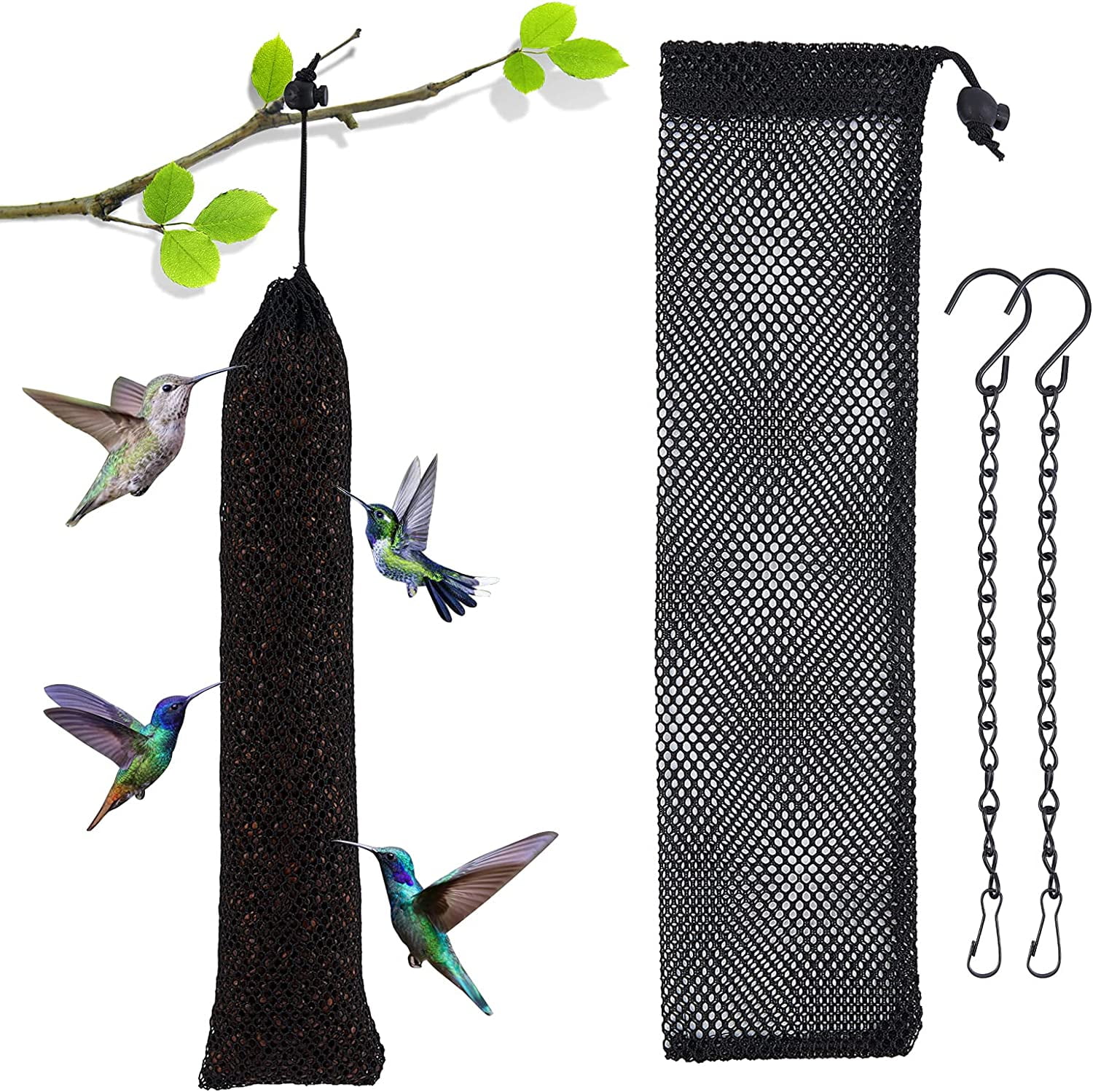2 Pcs Polyester Finch Sock Feeder Black Reusable Bird Feeders for ...