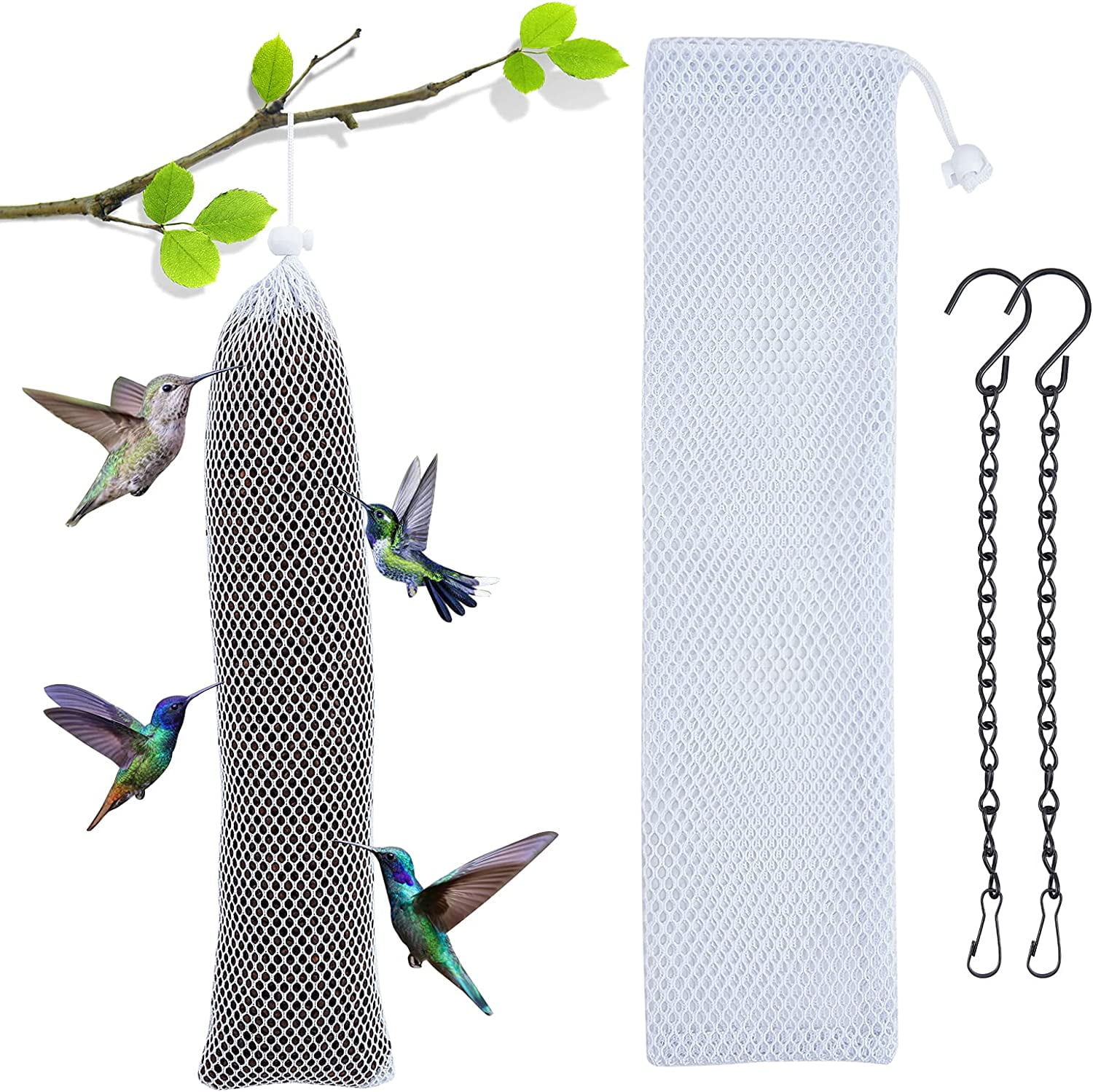 2 Pcs Polyester Finch Sock Feeder White Reusable Bird Feeders for ...