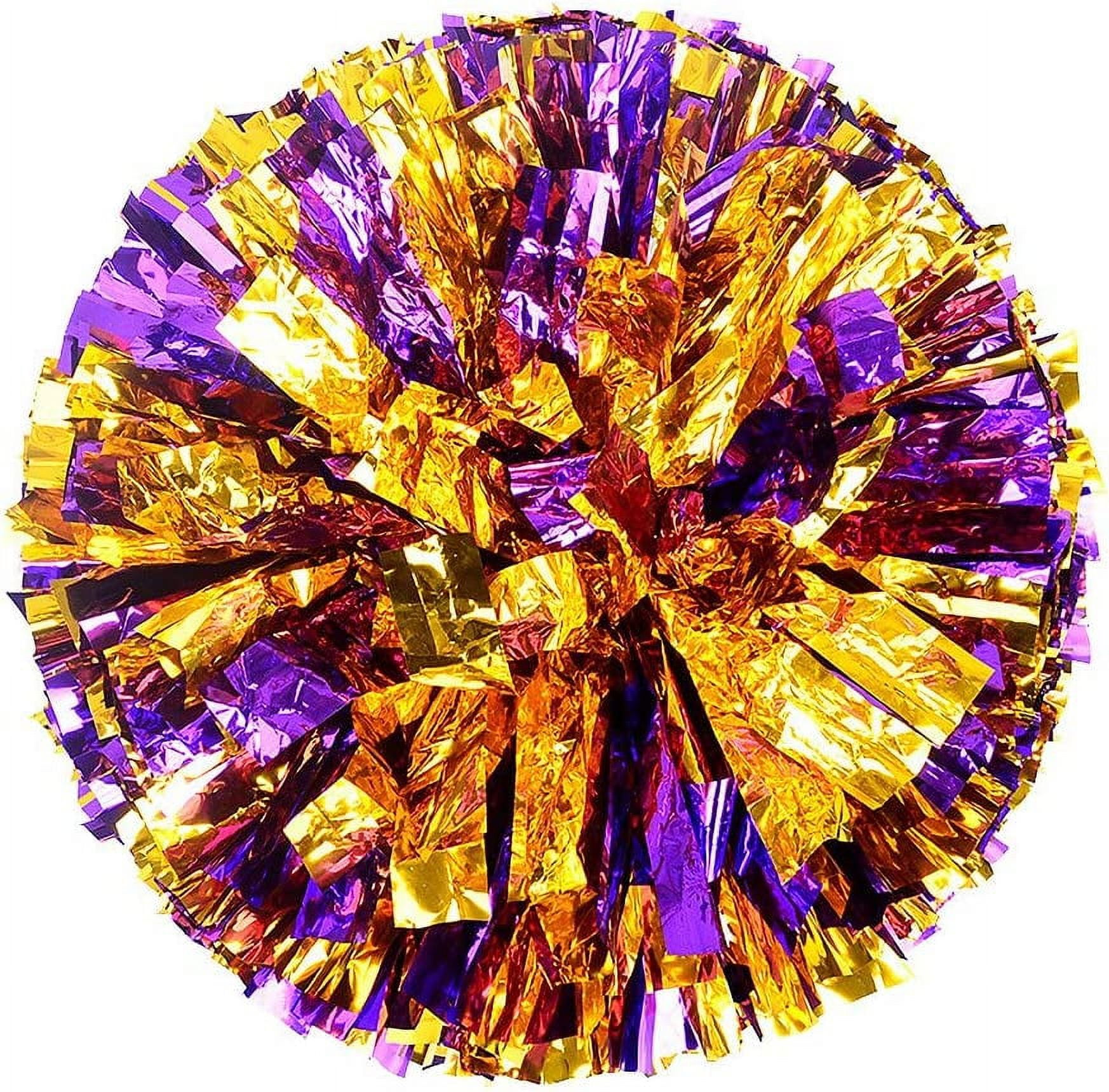 2 Pcs Pom Poms Cheerleading with Baton Handle, 13In Purple and Gold ...