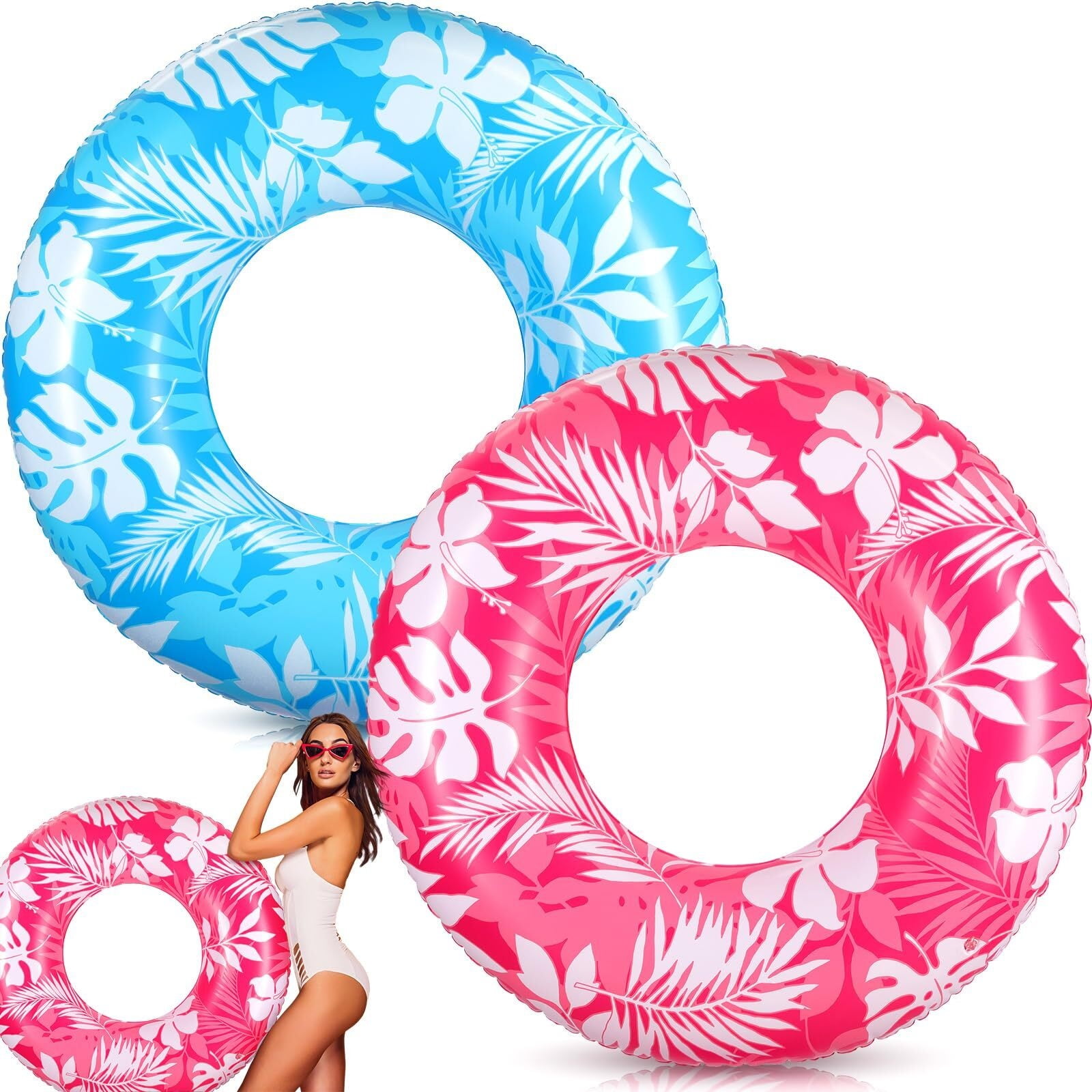 2 Pcs Pool Tubes for Adults 42inch Large Inflatable Floats Tube ...