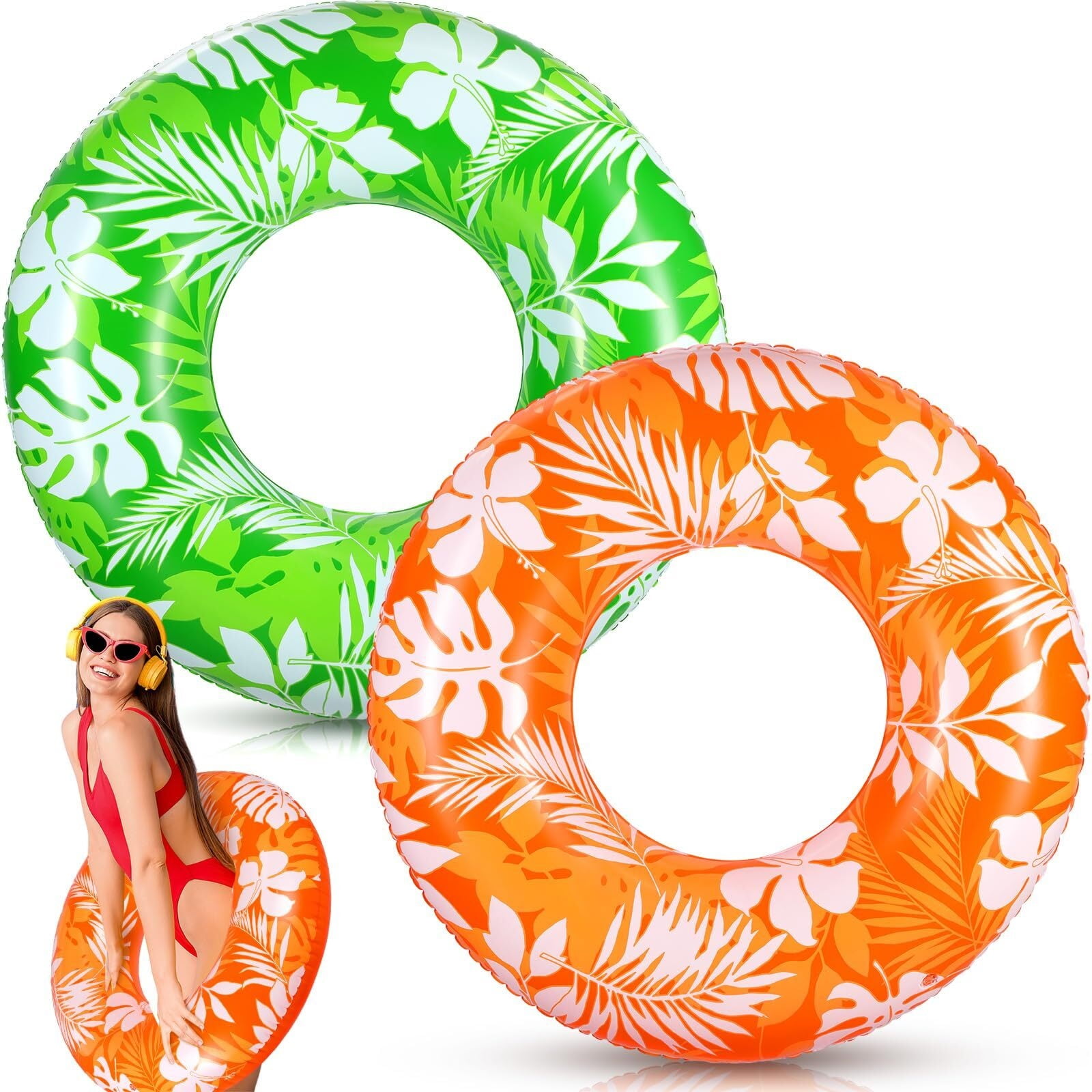 2 Pcs Pool Tubes for Adults 42inch Large Inflatable Floats Tube ...