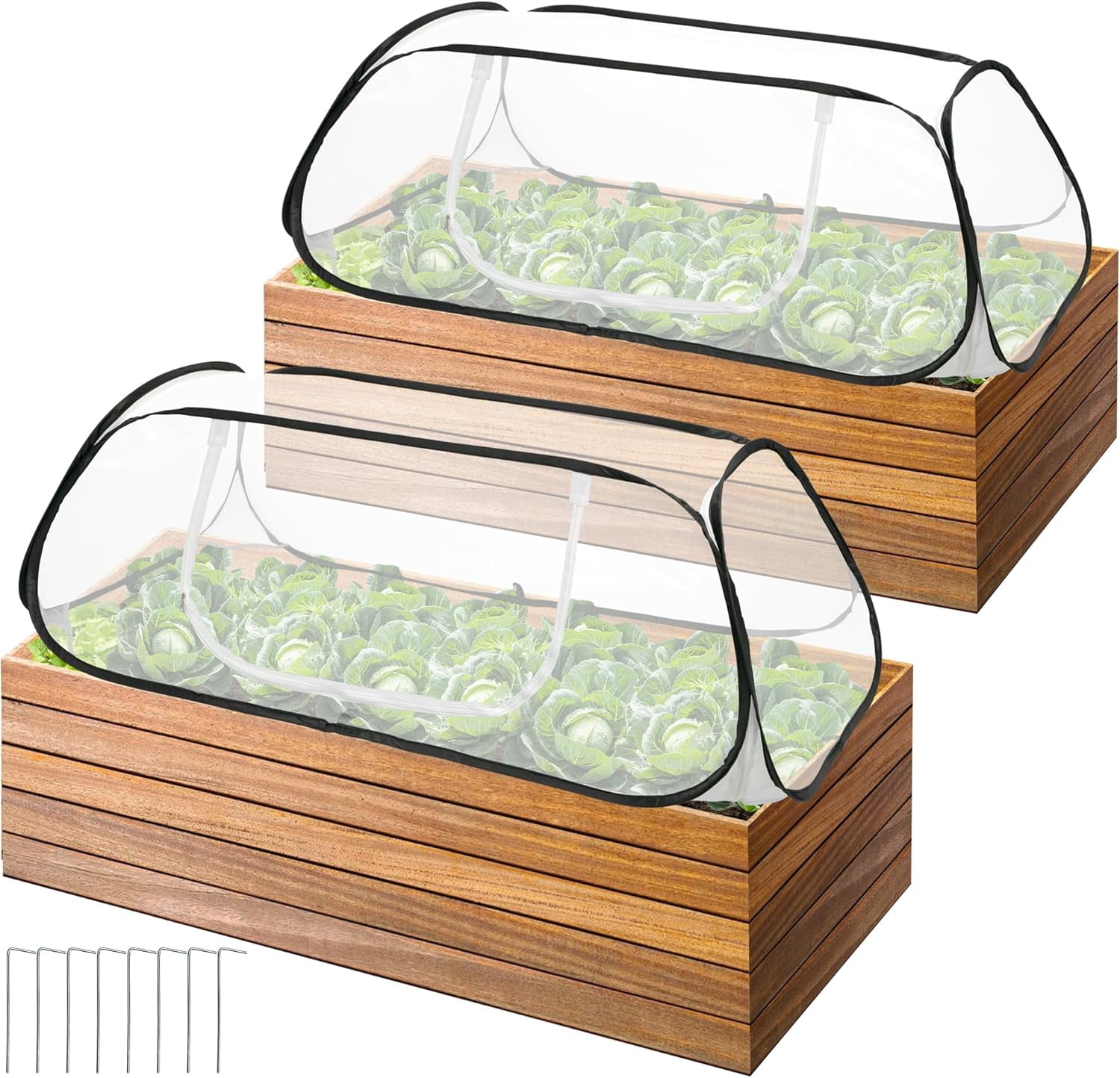 2 Pcs Pop Up Garden Rows Plant Cover, 46" x 22" x 16" Raised Garden ...