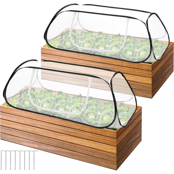 2 Pcs Pop Up Garden Rows Plant Cover, 46" x 22" x 16" Raised Garden ...