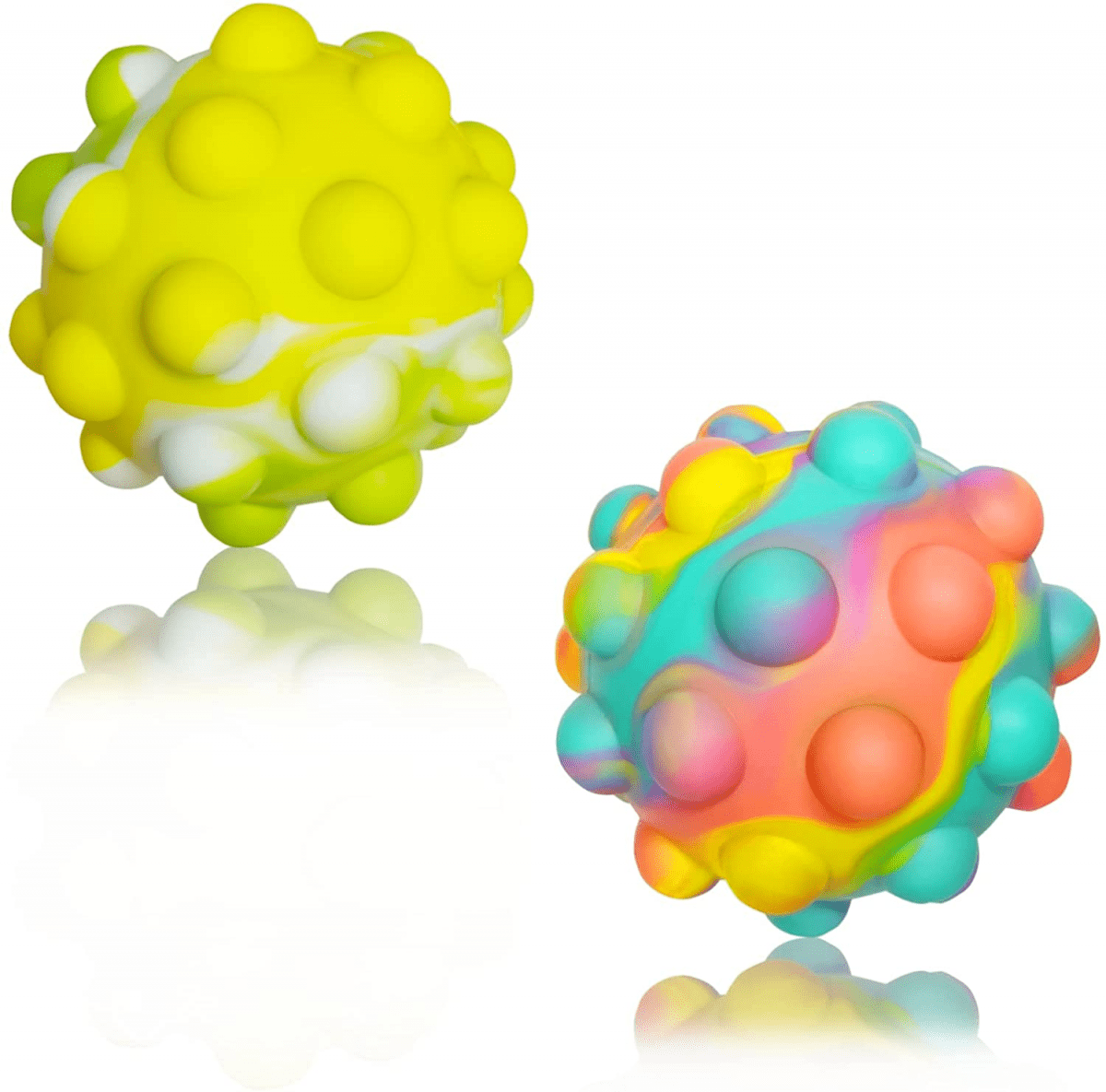 2 Pcs Pop Stress Balls Fidget Toys 3d Silicone Squeeze Bubbles Balls Stress Relief Sensory
