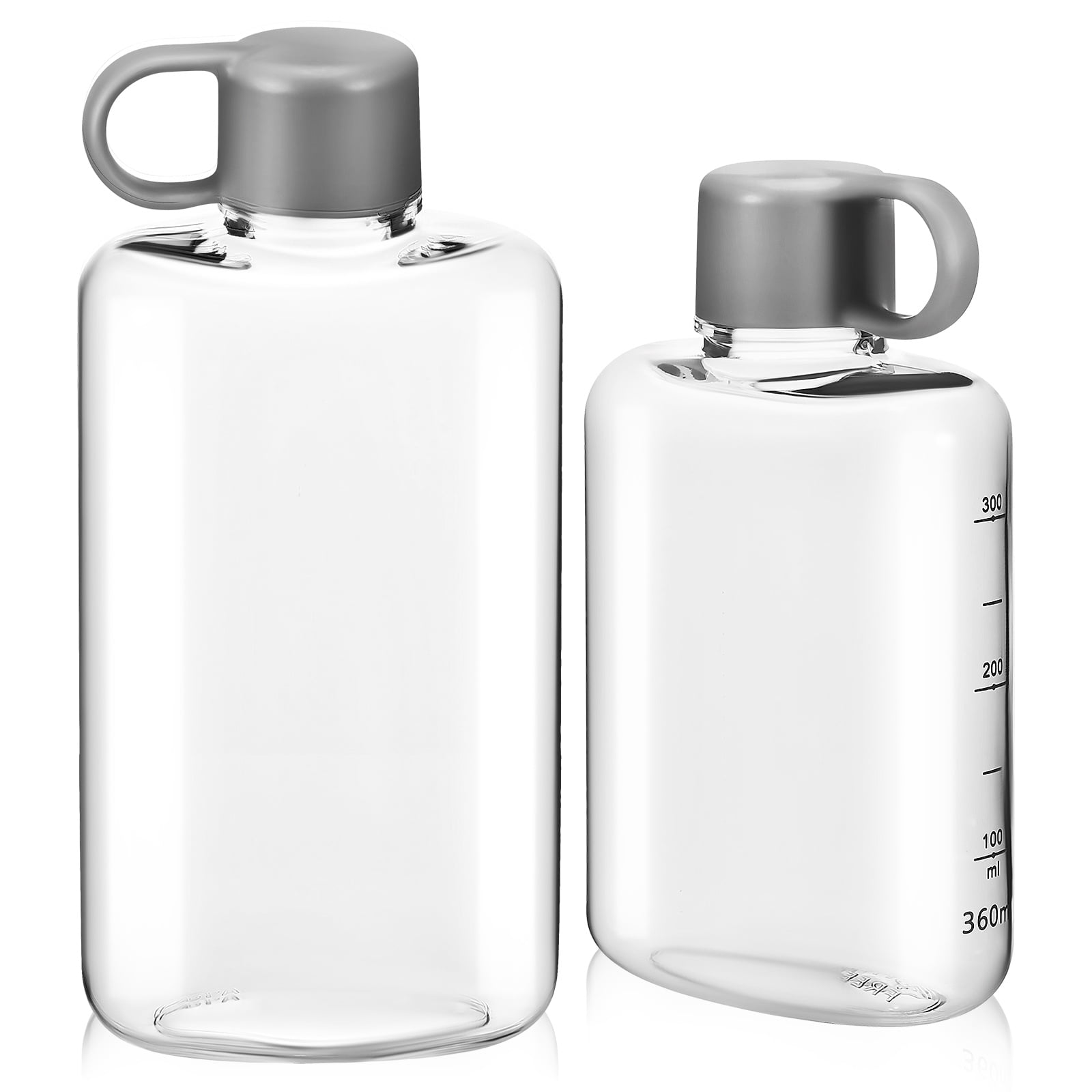 2 Pcs Portable Flat Kettle Clear Water Bottle Drinking Cups Hiking ...