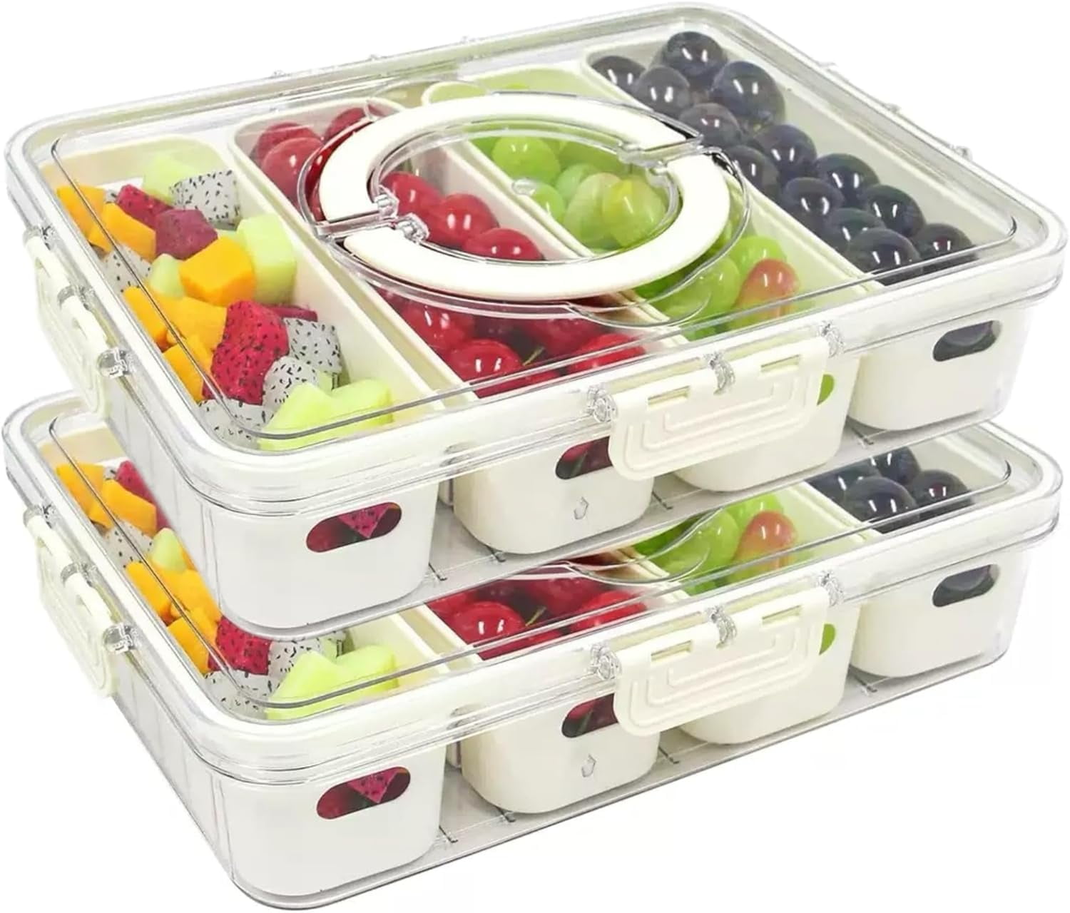 2 Pcs Portable Picnic Parties Fruit Tray,Compartments Portable Fruit ...