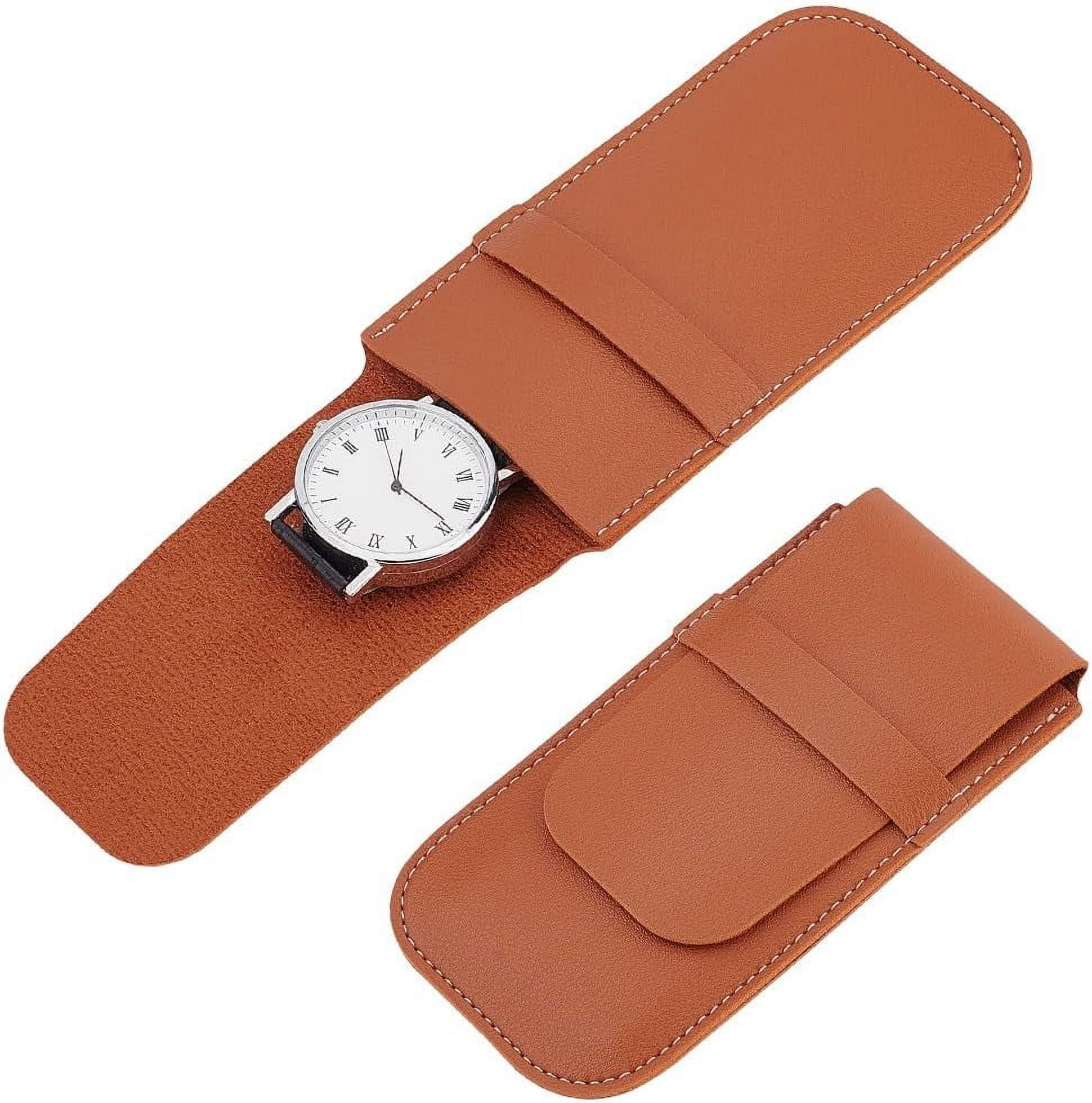 2 Pcs Portable Watch Bags 7x12.5cm/2.76x4.92 Inch PU Travel Watch ...