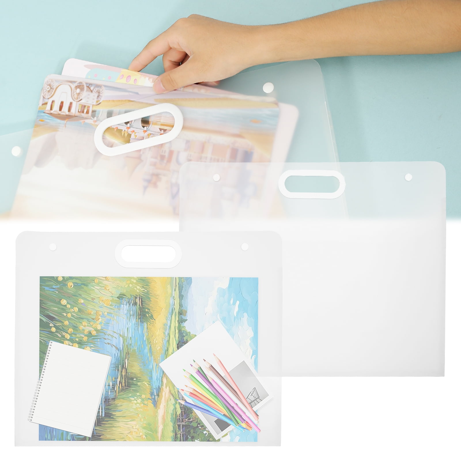 2 Pcs Portfolio Folder for Artwork Reusable Plastic Art Portfolio ...