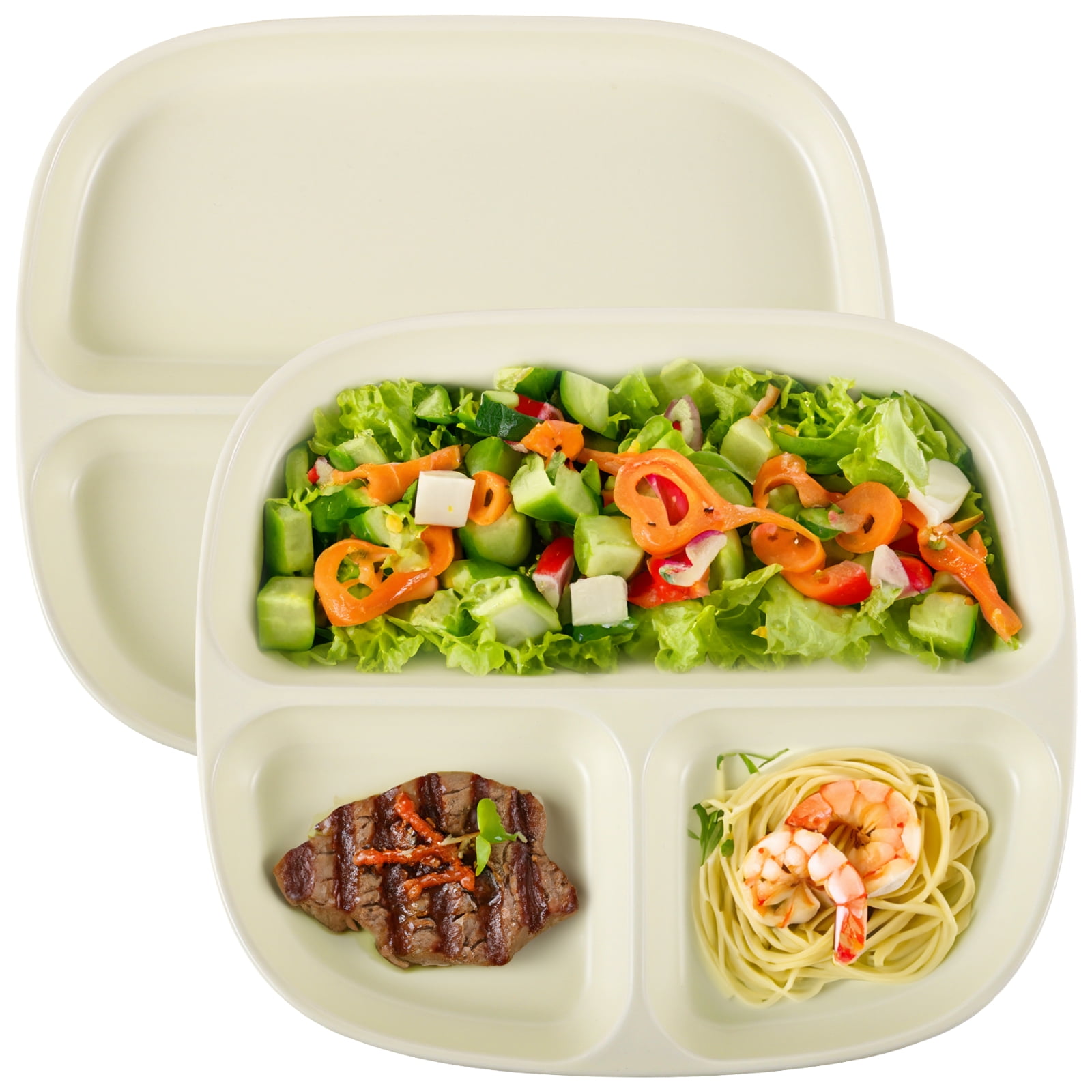 2 Pcs Portion Control Plates, 8.5" Ceramic Divided Plates for Adults ...