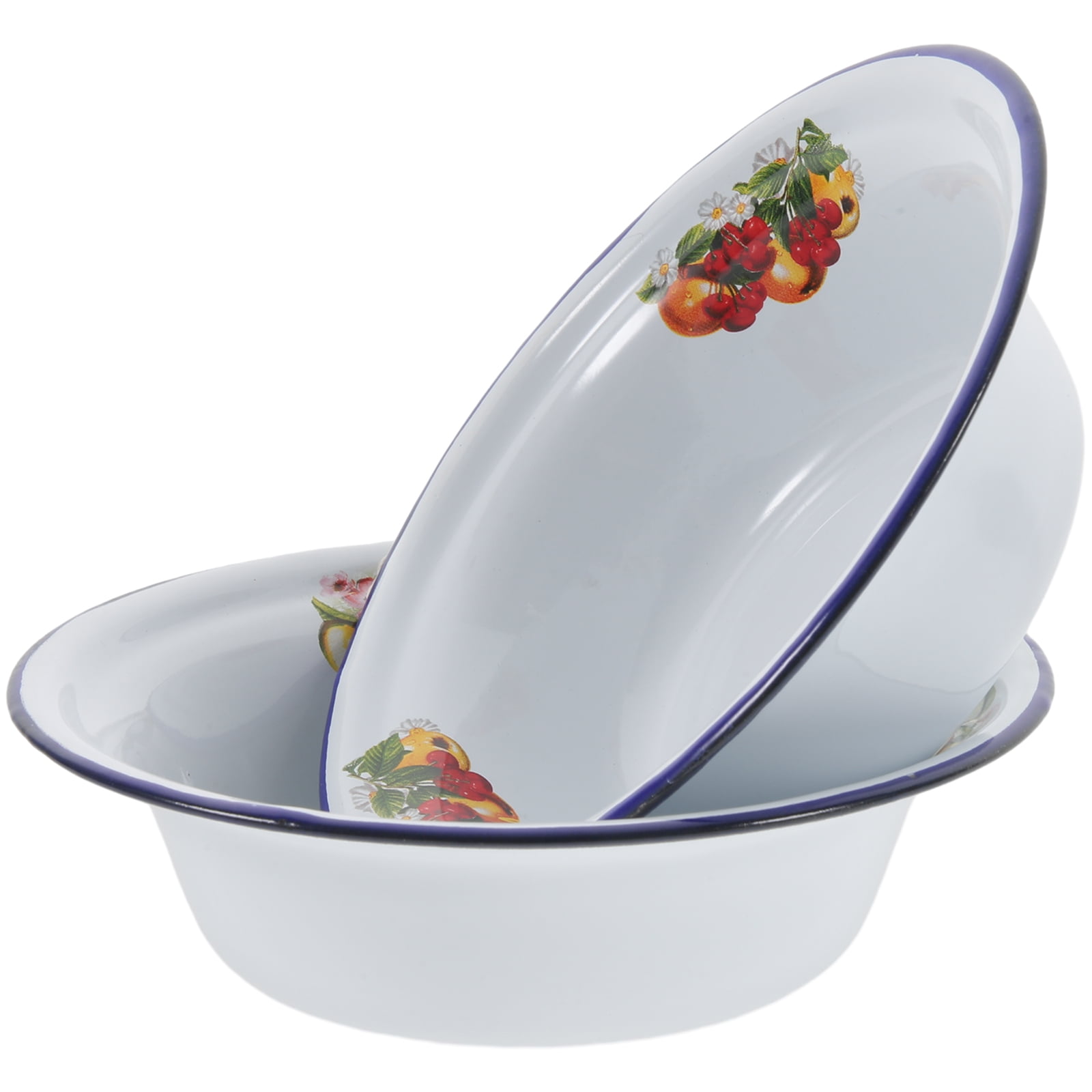 2 Pcs Pot for Washing Vegetables Baking Bowl Rolled Enamel Basin ...