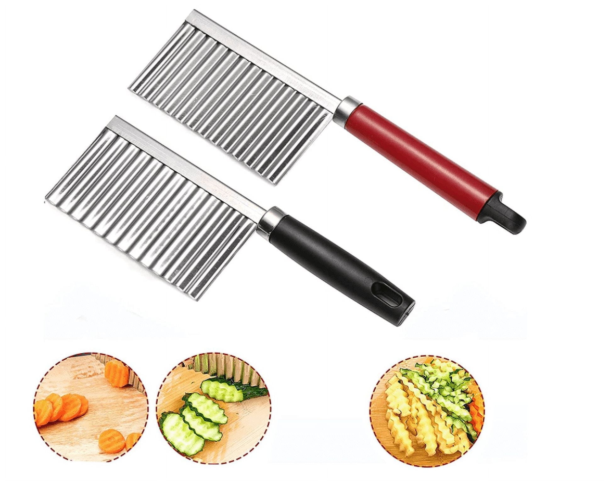2 Pcs Potato Crinkle Cut knife, Stainless Steel Wavy Slicer, Decorative ...