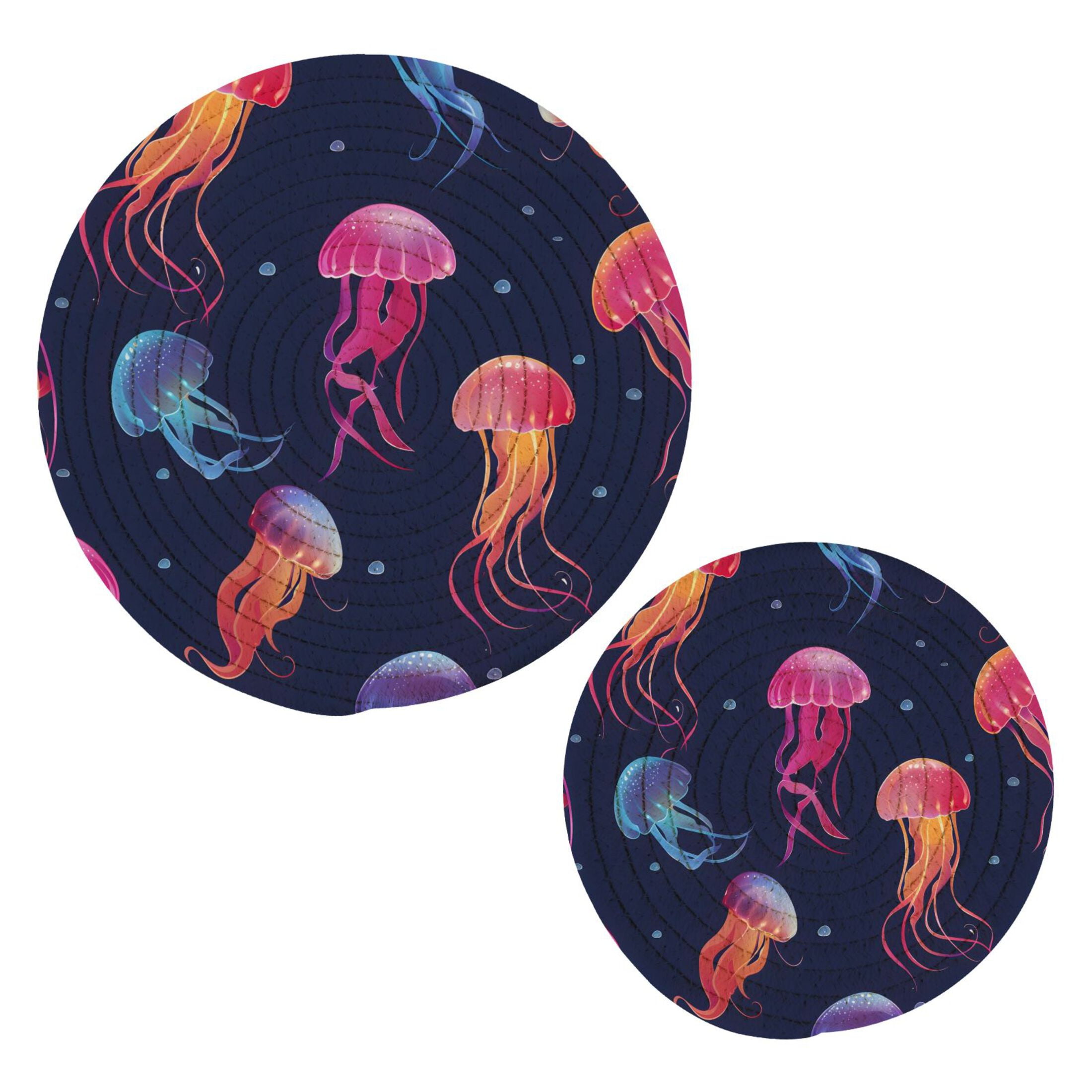 2 Pcs Potholders Set Trivets Pads Jellyfish and Bubbles Cotton Heat ...