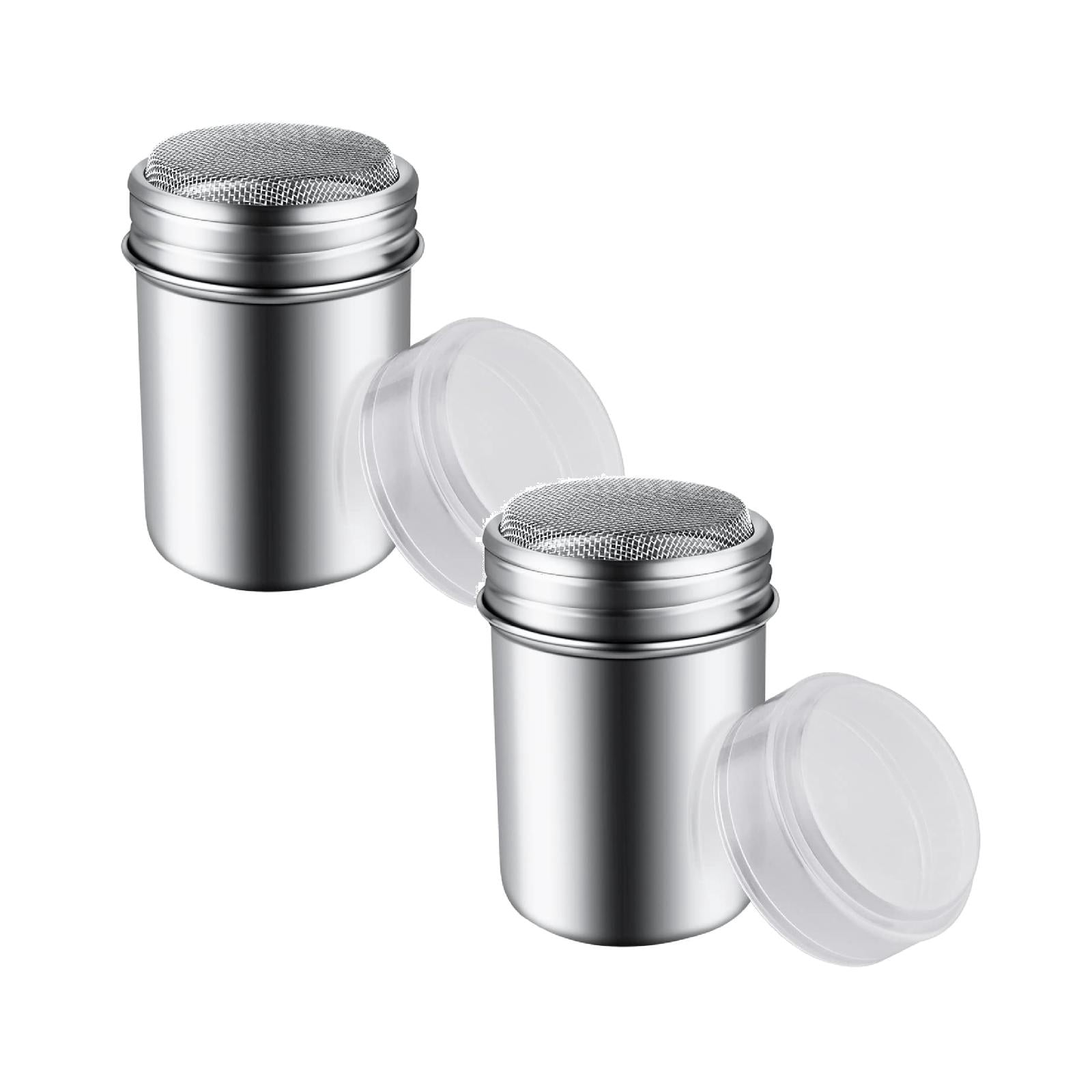 2 Pcs Powdered Sugar Shaker, Stainless Steel Fine Mesh Shaker with Lid ...