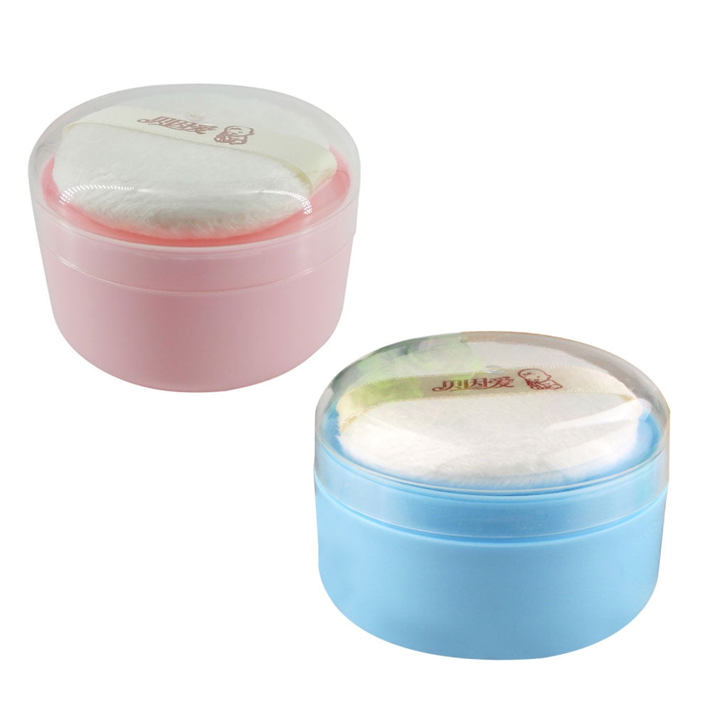 2 Pcs Power Pocket Puff Case Body Powder Box Cans Baby Container ...