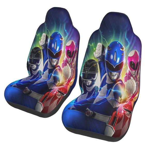 2 Pcs Power Team Ran-,Ger2 Car Seat Covers Cartoon Car Interior Seat ...