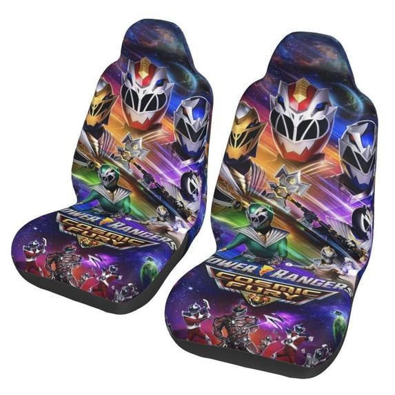 2 Pcs Power Team Ran-,Ger2 Car Seat Covers Cartoon Car Interior Seat ...