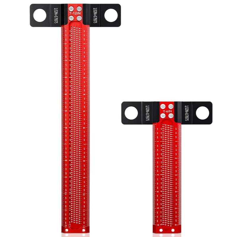 2 Pcs Precision Marking T Ruler Woodworking Scriber Square 12 Inch 6 ...