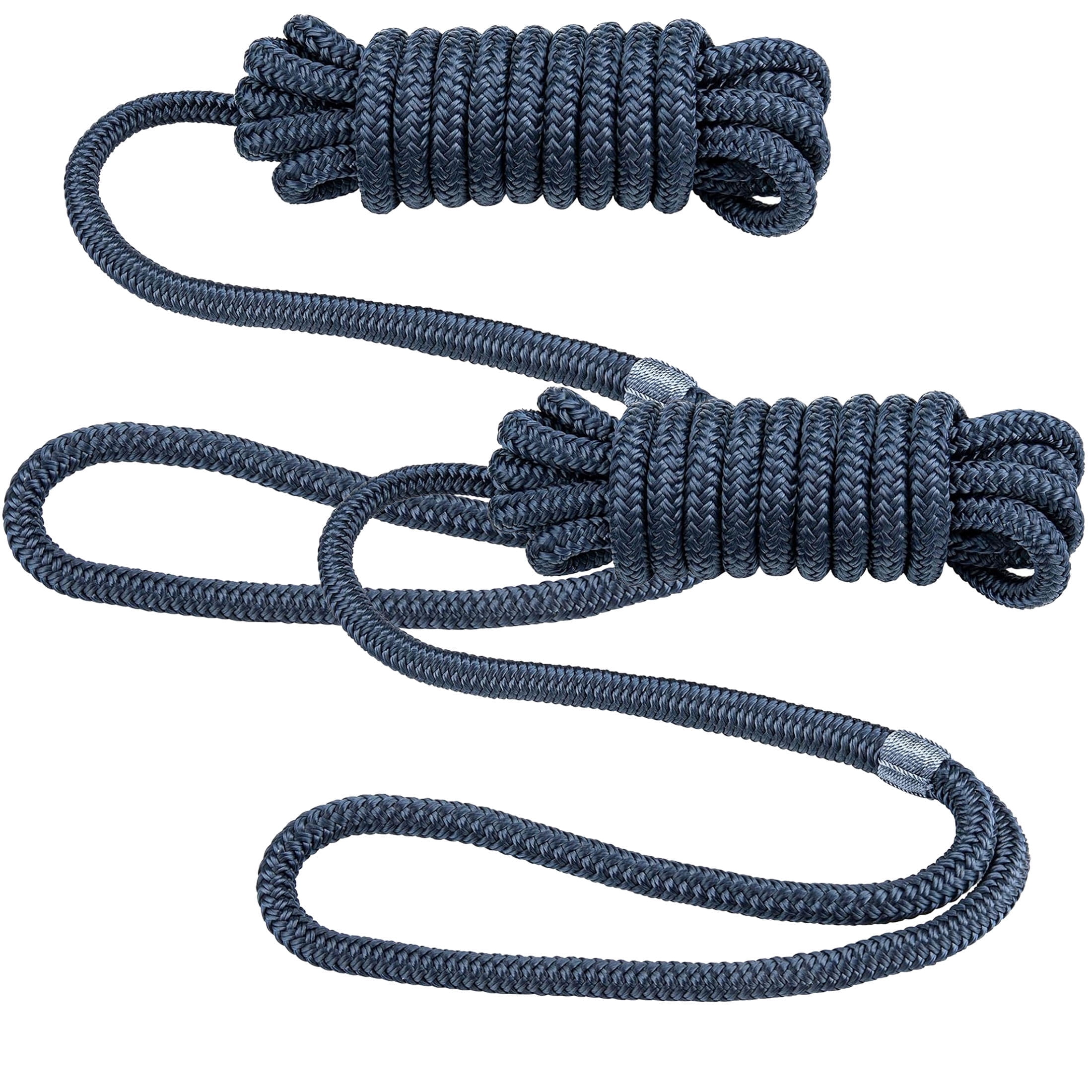 2 Pcs Premium Boat Fender Lines 3/8" x 15' with Eyelet, Double Braid ...