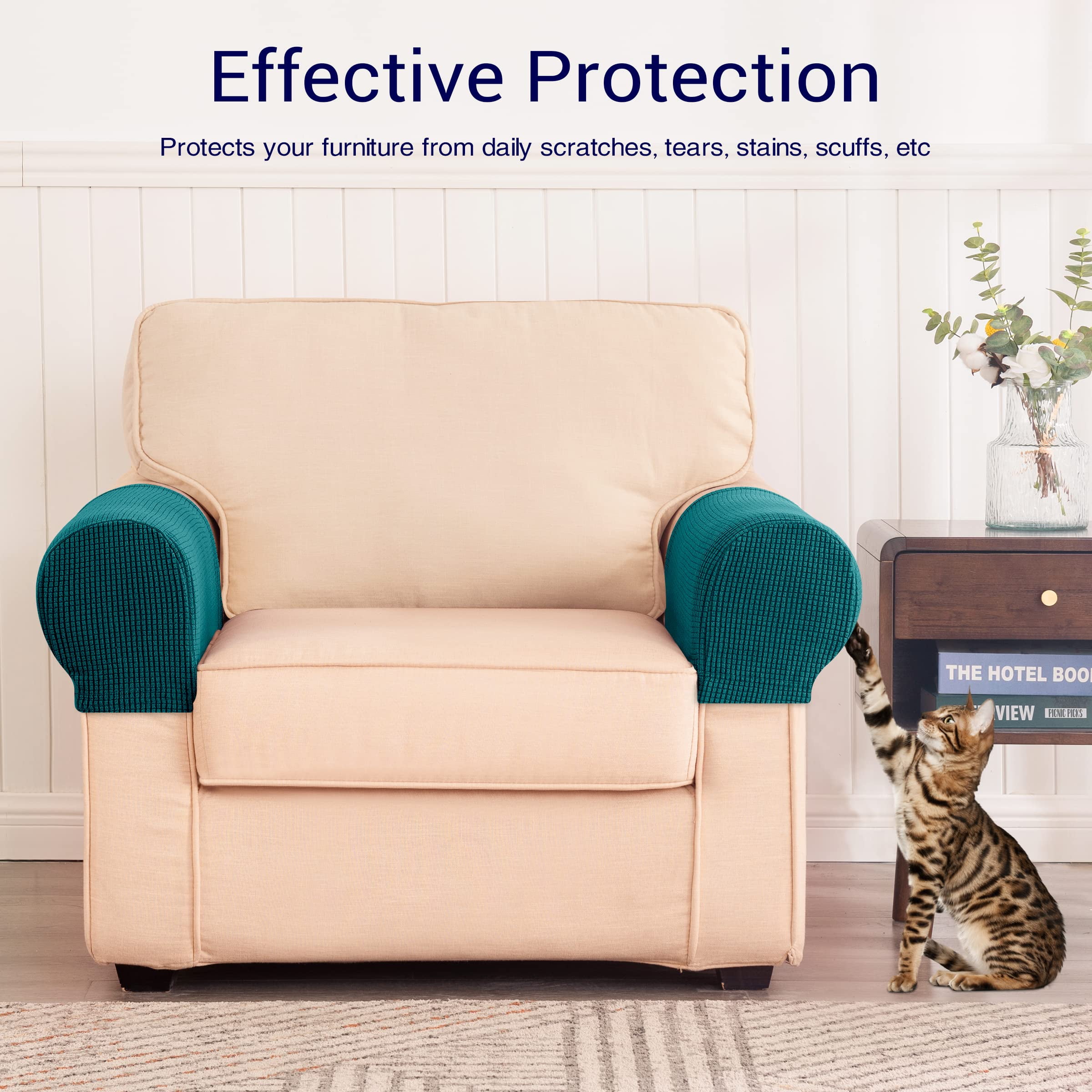 2 Pcs Premium Polyester Sofa Arm Chair Covers, Scratch Resistant ...